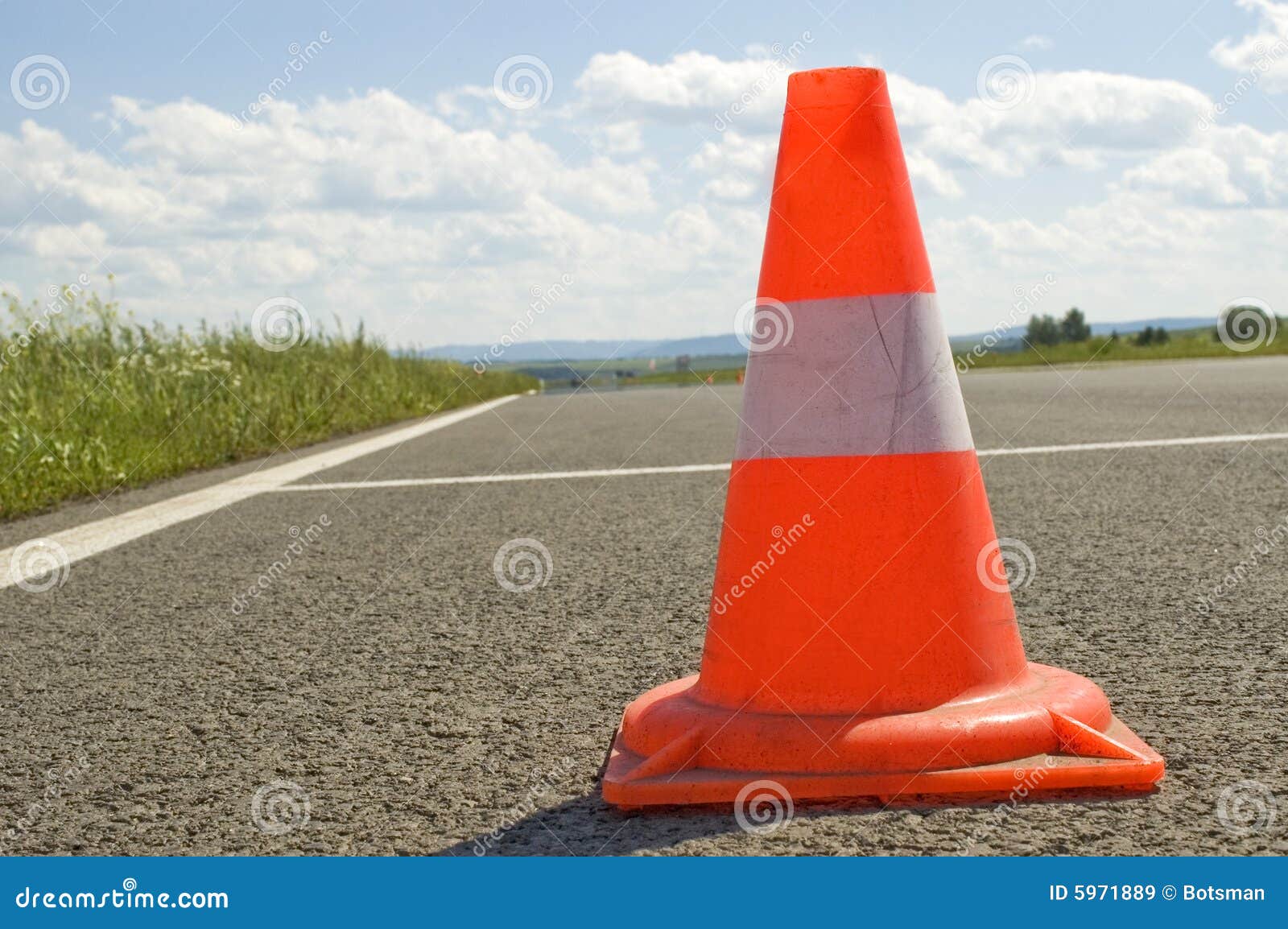 Cone on a road. stock image. Image of drive, group, highway - 5971889