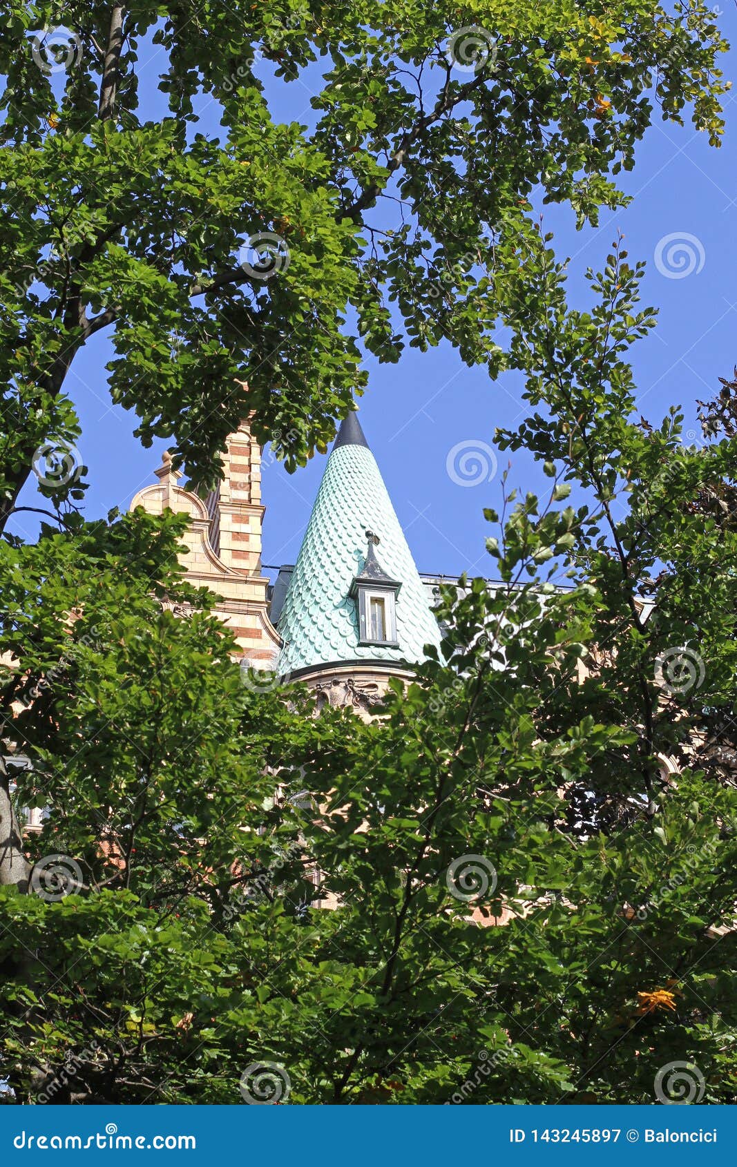 Roof Of The Tower Of City Halll With Architectural Details At The Grand ...