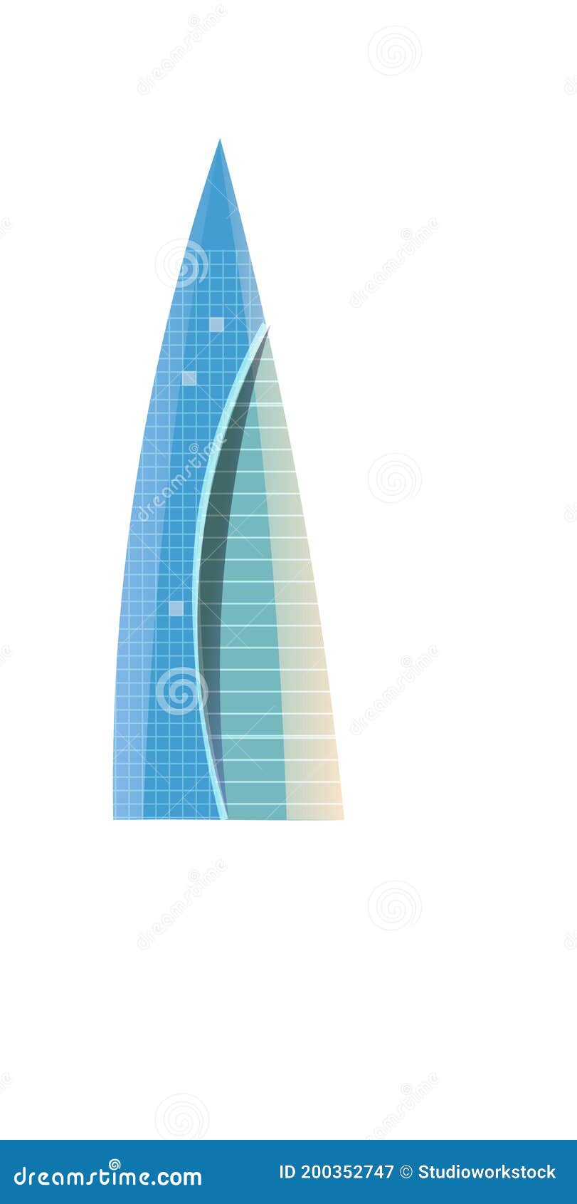Cone Shape Skyscraper Build Architecture on White Stock Vector ...