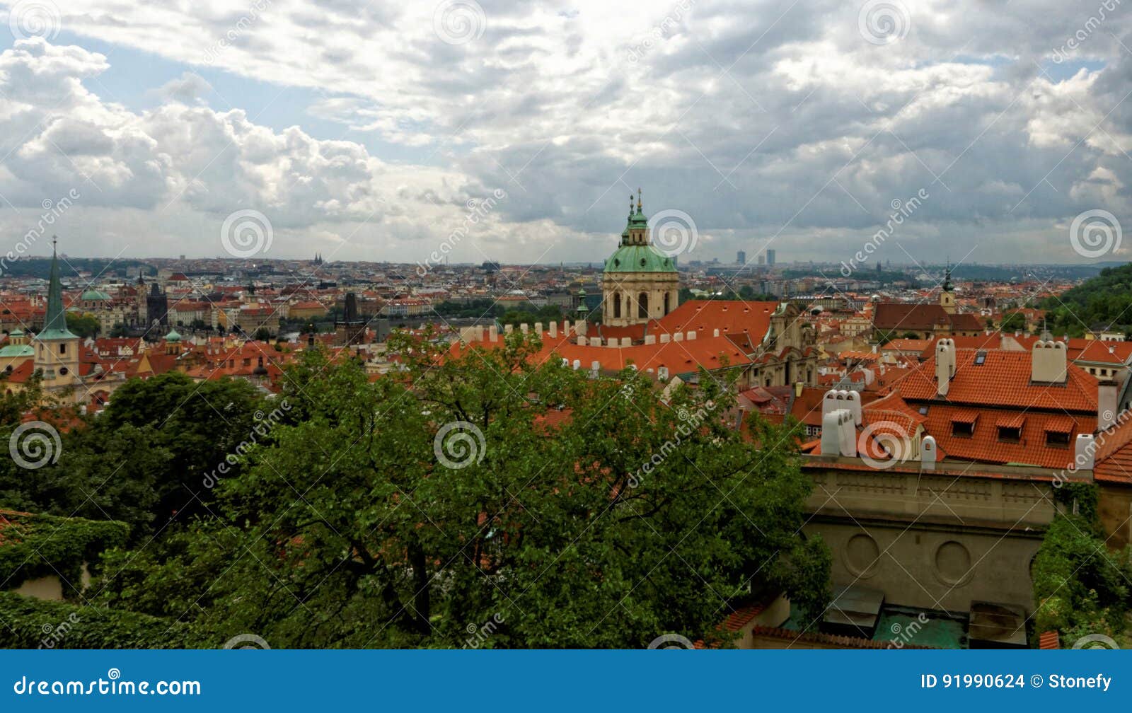 Cone Shaped Monumental Tower on the Red Roof Building Stock Photo ...