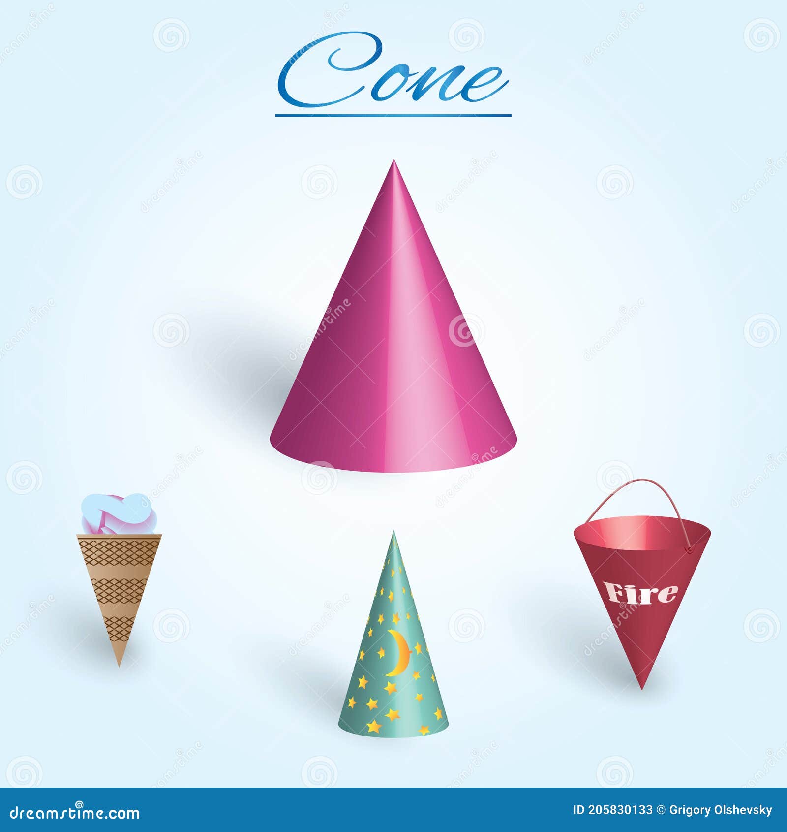 Cone. Volumetric Geometrical Figure with Examples of Such Objects Form ...