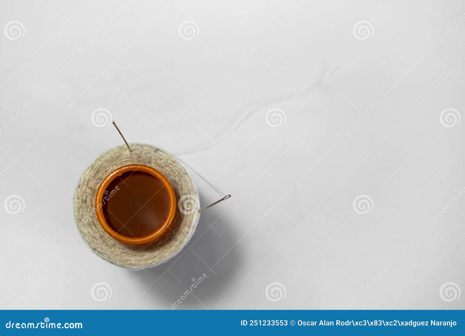 A Cone of White Yarn on an Isolated Background Viewed from the Top ...