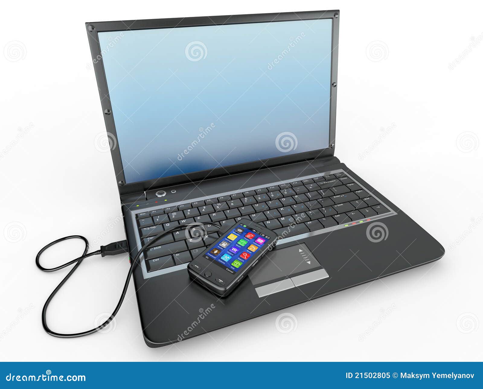 Conecte. Concepto Del Teléfono Celular De La Computadora Portátil Y ...