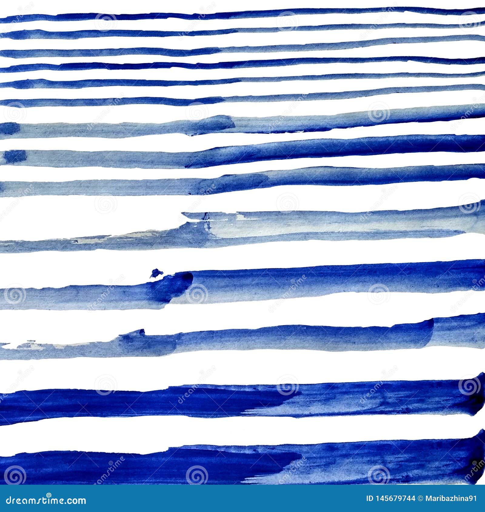 Conecte and Thick Blue Stripes of Watercolor Paint on White Background ...
