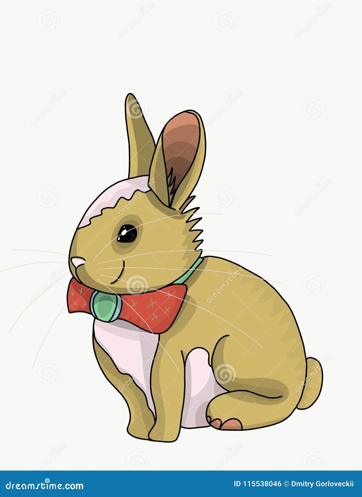 Conejo Amarillo Con La Mariposa Roja Stock de ilustración - Ilustración ...