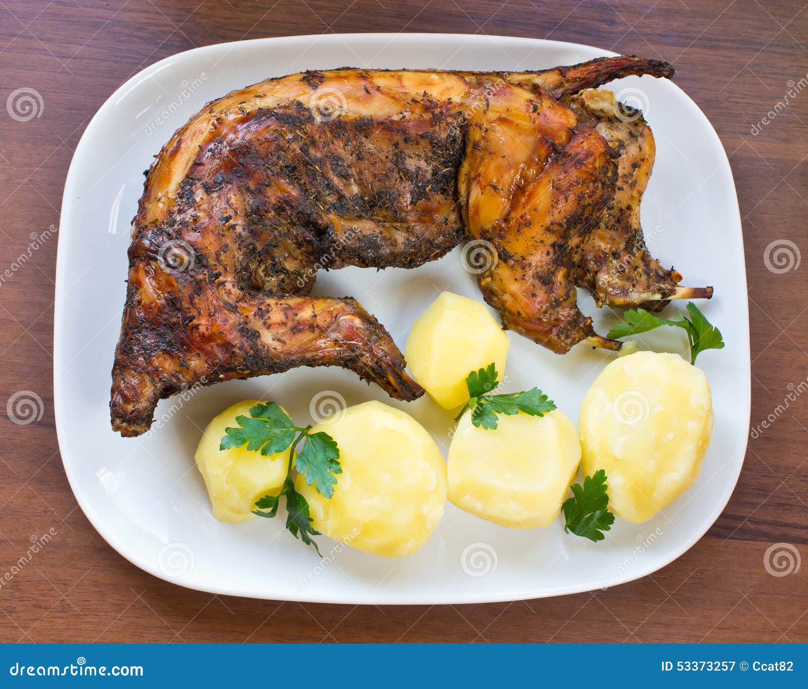 Conejo cocido conjunto imagen de archivo. Imagen de comida - 53373257