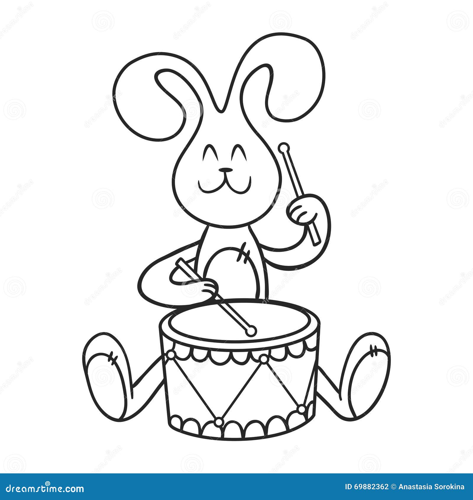 Conejo con un tambor ilustración del vector. Ilustración de juguete ...