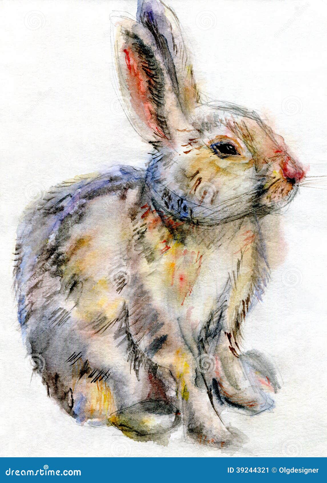 Conejo de la acuarela stock de ilustración. Ilustración de hermoso ...