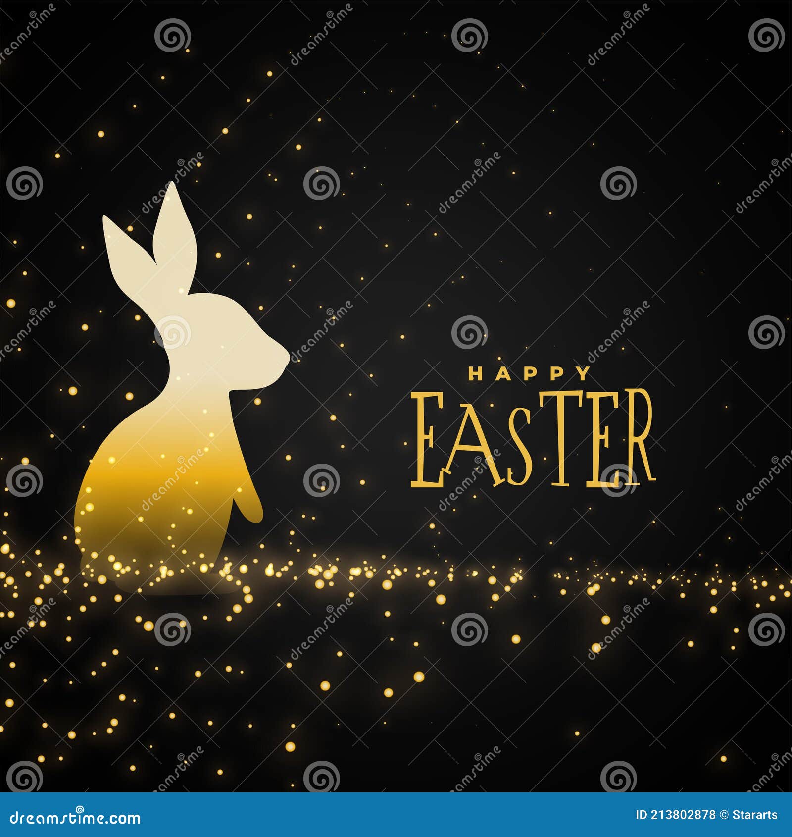 Conejo De Pascua Dorado Con Fondo De Chispas Ilustración del Vector ...