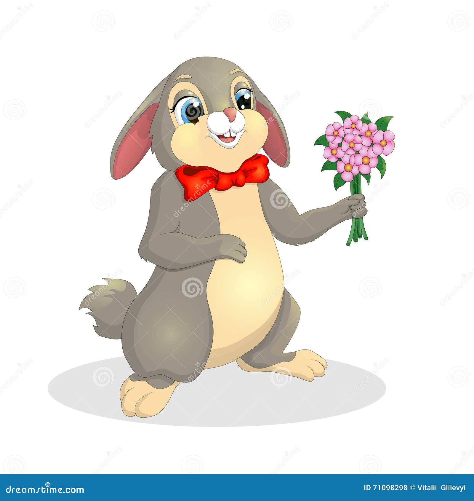 Conejo Lindo Con Un Ramo De Flores Stock de ilustración - Ilustración ...