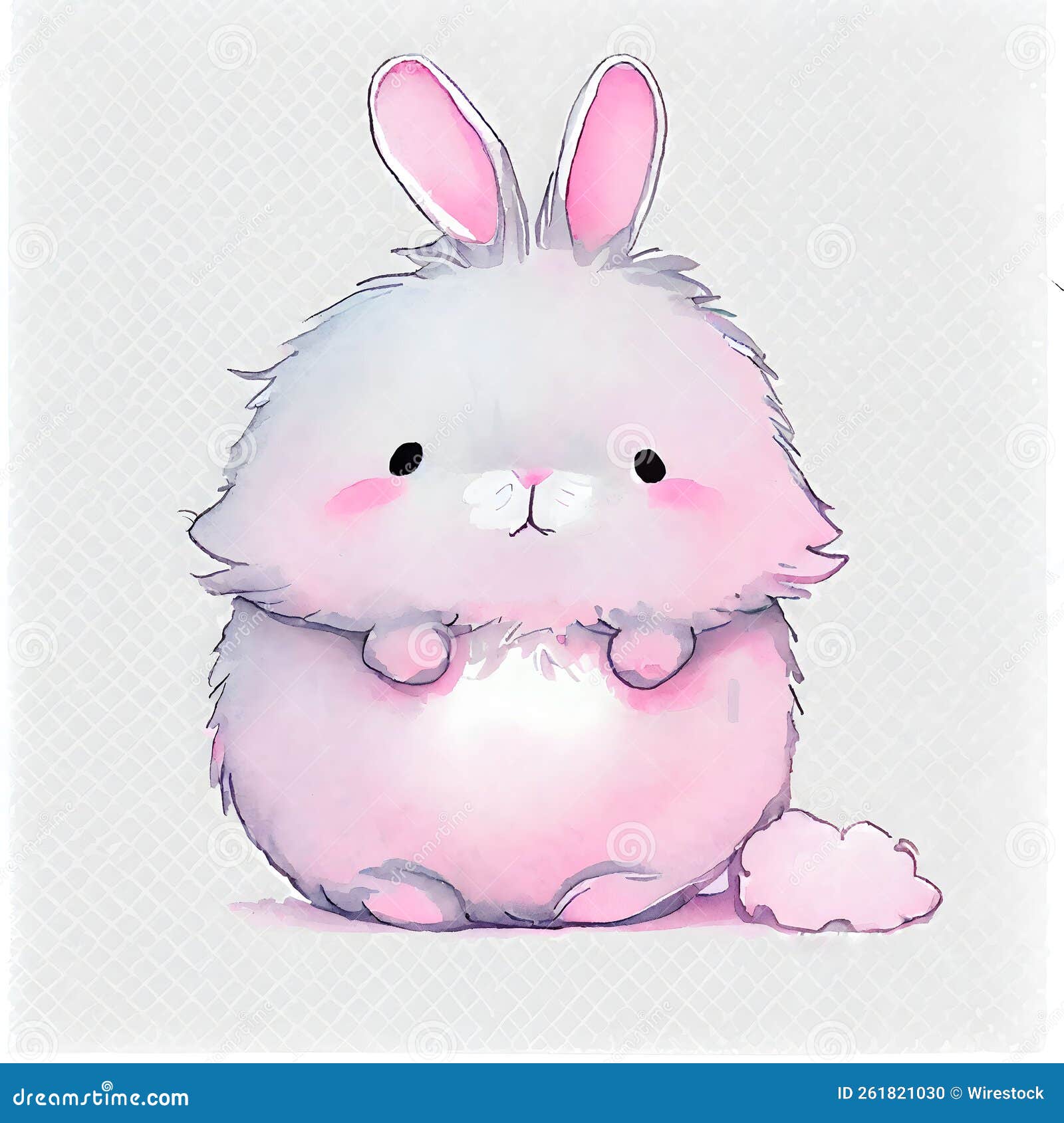 Conejo Rosa Adorable Aislado De Fondo Blanco Stock de ilustración ...