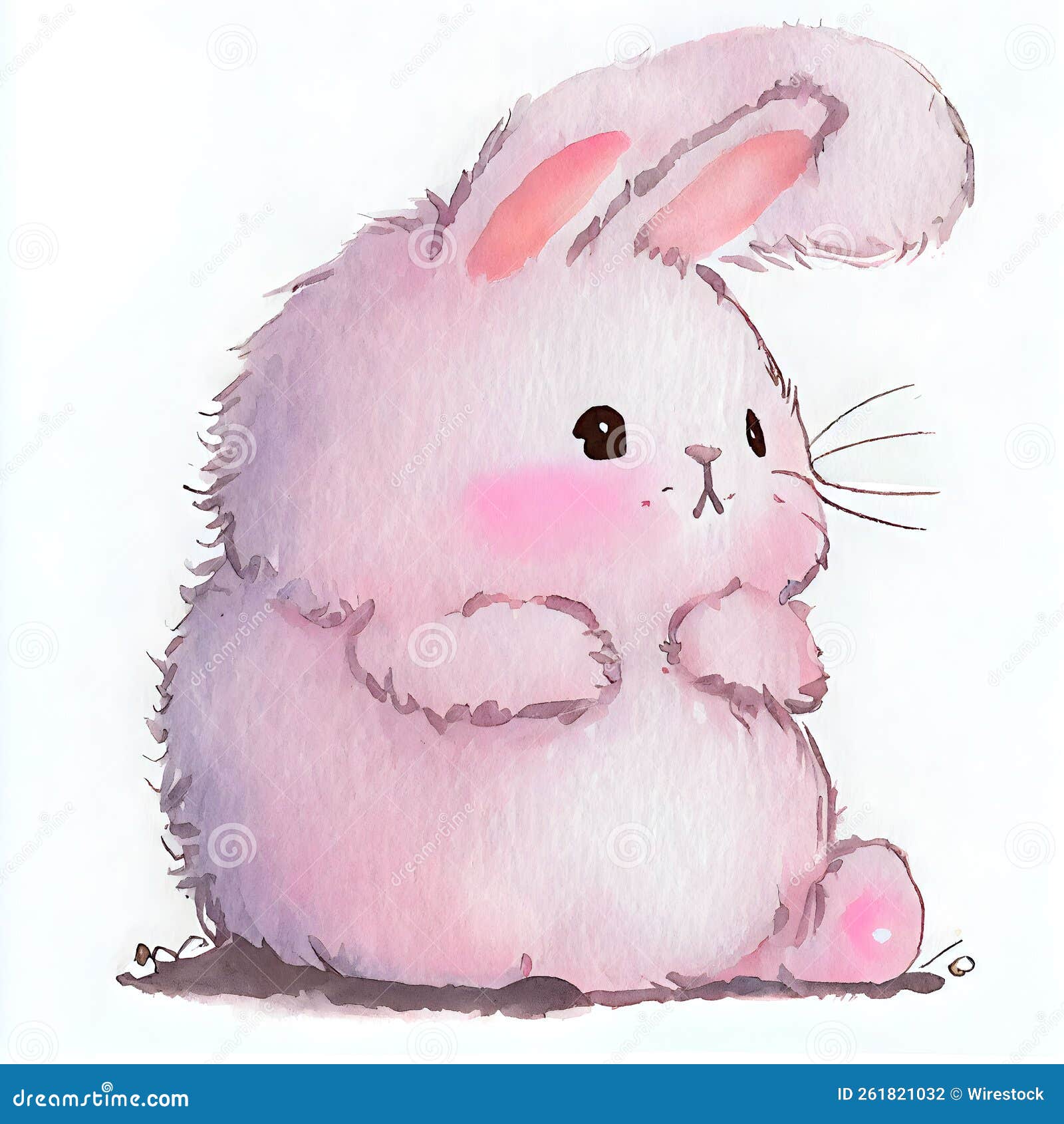 Conejo Rosa Adorable Aislado De Fondo Blanco Stock de ilustración ...