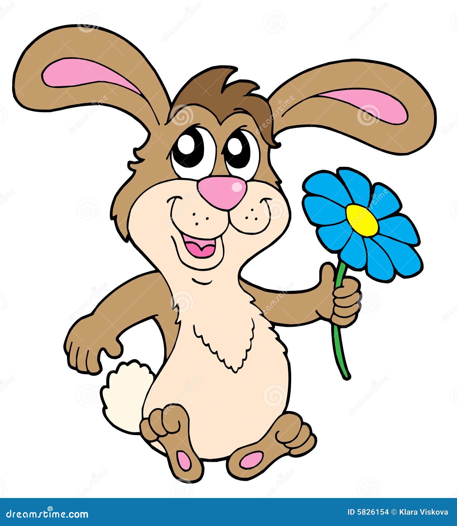 Conejo Sonriente Con La Flor Ilustración del Vector - Ilustración de ...