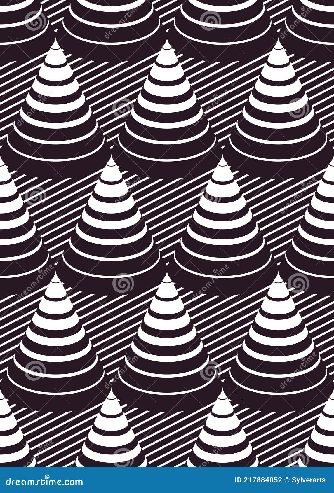 Cones Op Art Seamless Vector Background, Repeat Tiling Optical Illusion ...