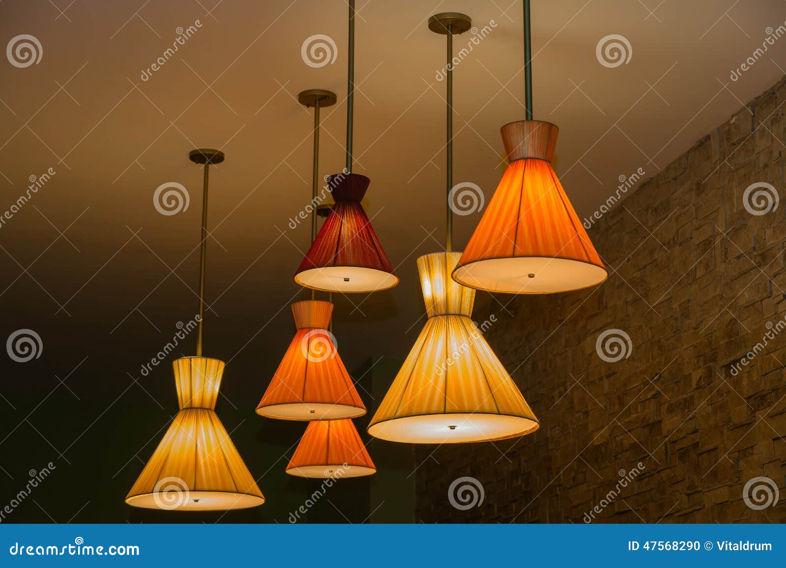 Cones Shaped Vintage Retro Style Electrical Ceiling Lights at Night ...
