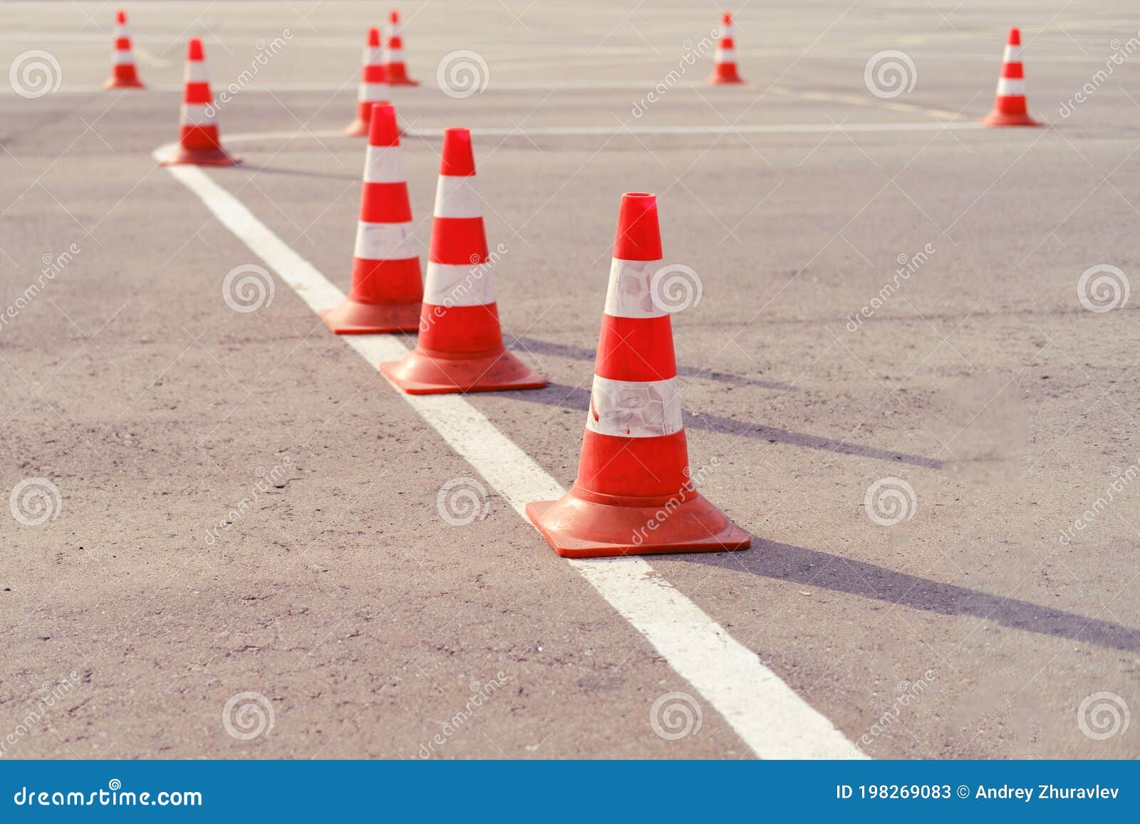 Cones on the Site for Learning To Drive a Car Stock Image - Image of ...