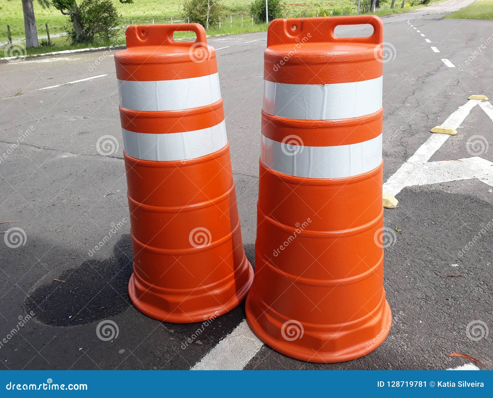 Two large cones stock image. Image of highway, cones - 128719781