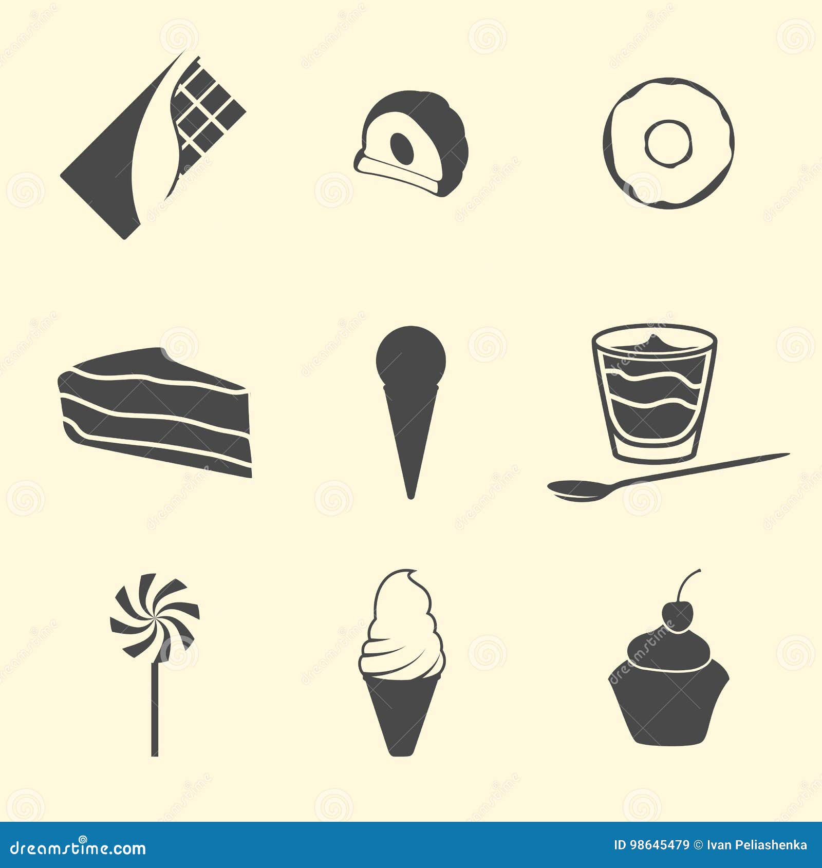 Confection icons stock illustration. Illustration of doughnut - 98645479
