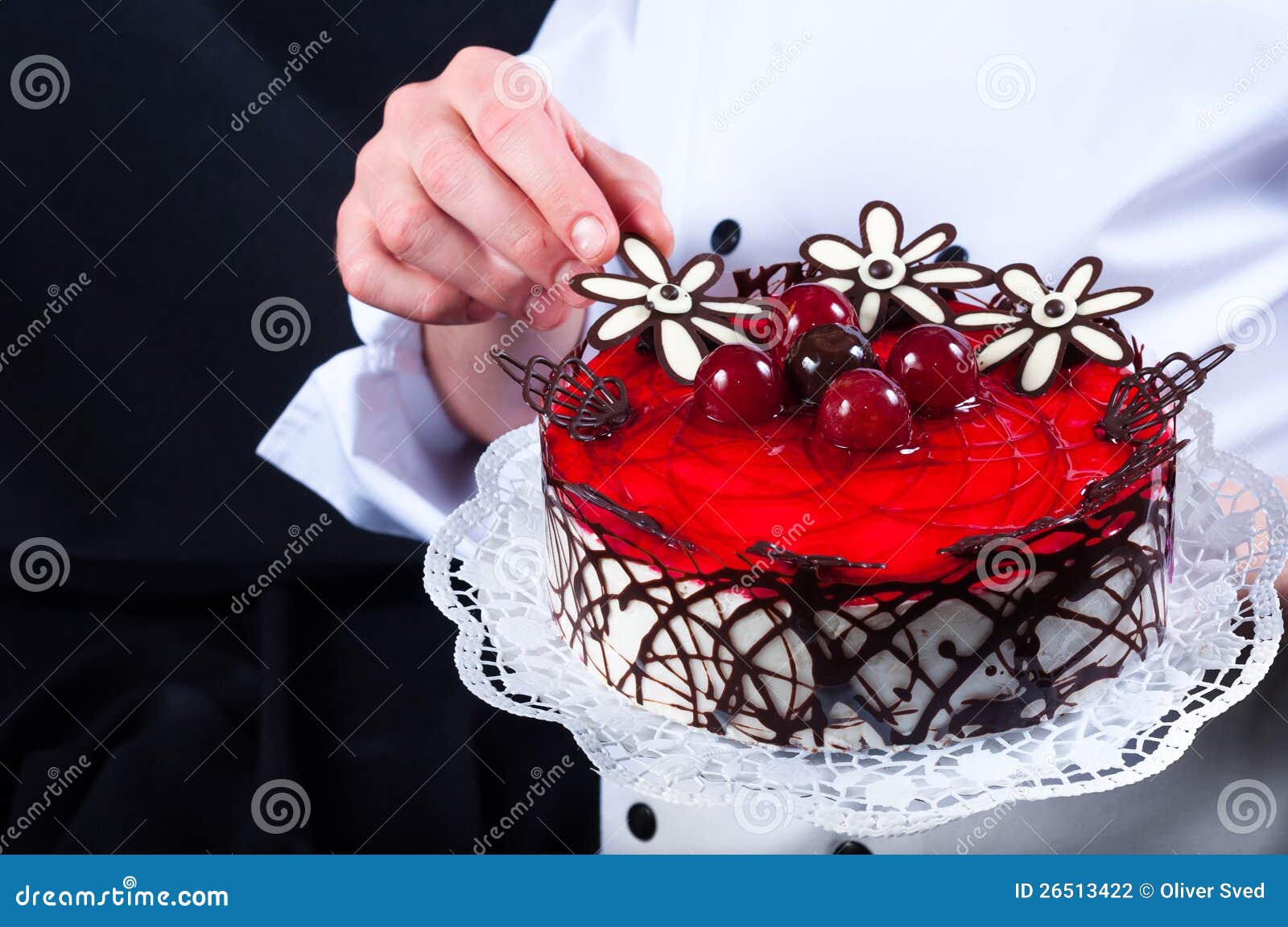 Confectioner and a cake stock photo. Image of fruit, delicious - 26513422