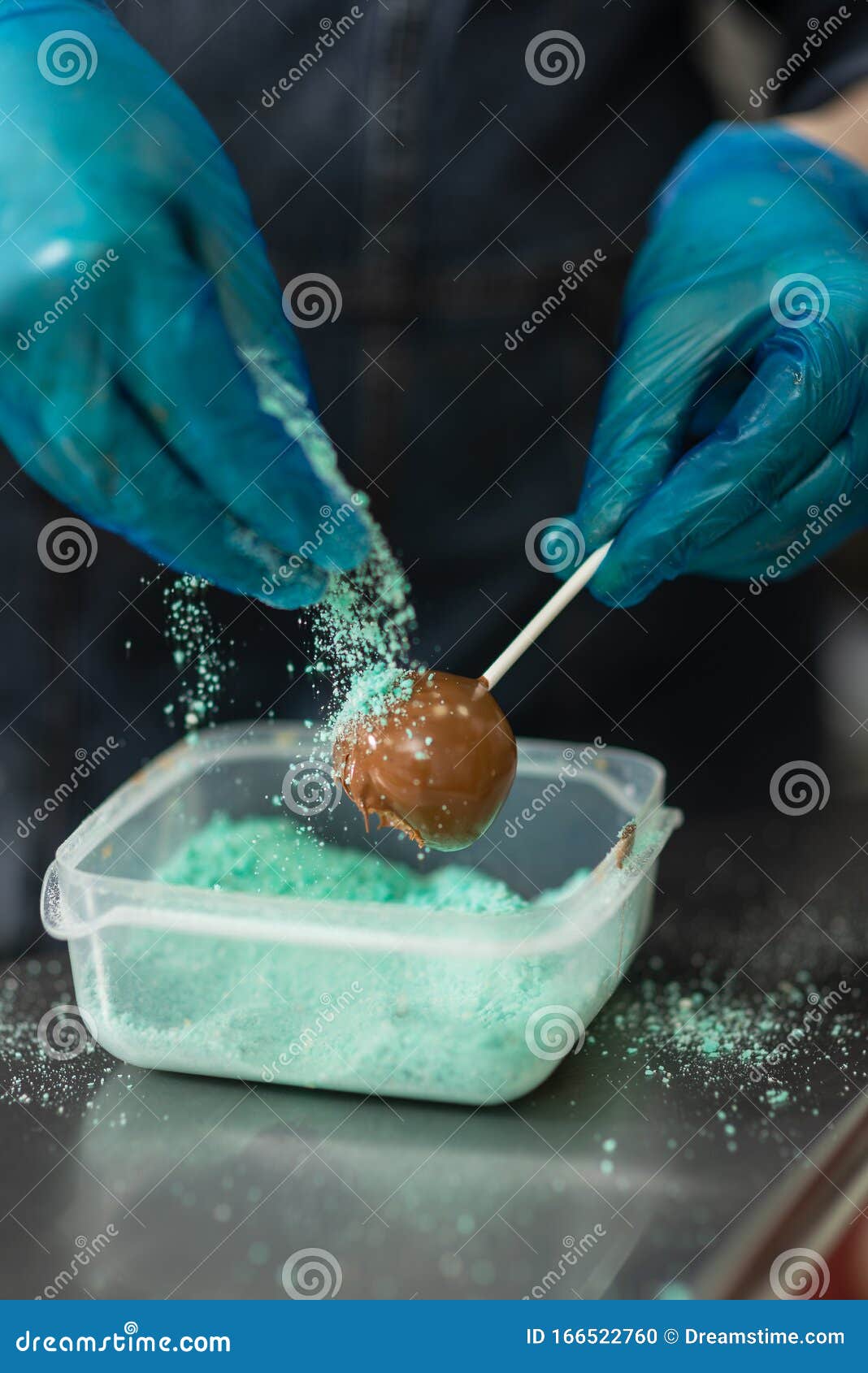 Confectioner in Gloves Makes Chocolates in Forms Stock Photo - Image of ...