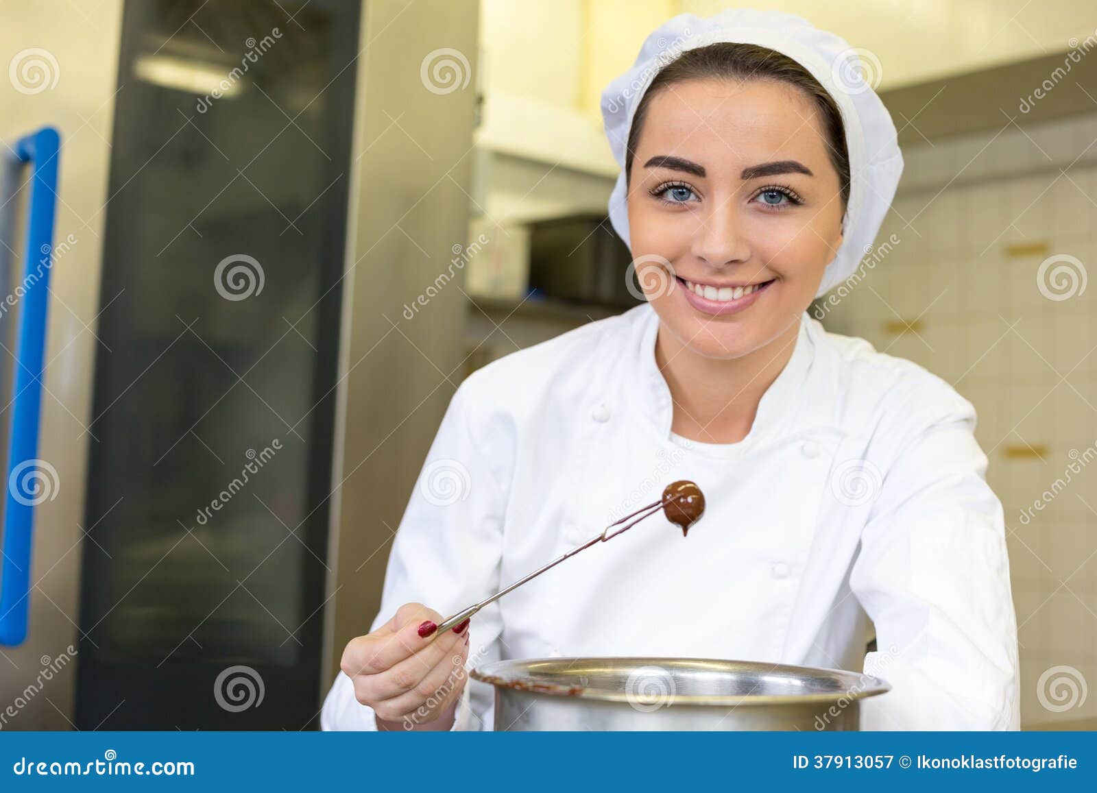 Confectioner Producing Filled Chocolates Stock Image - Image of food ...