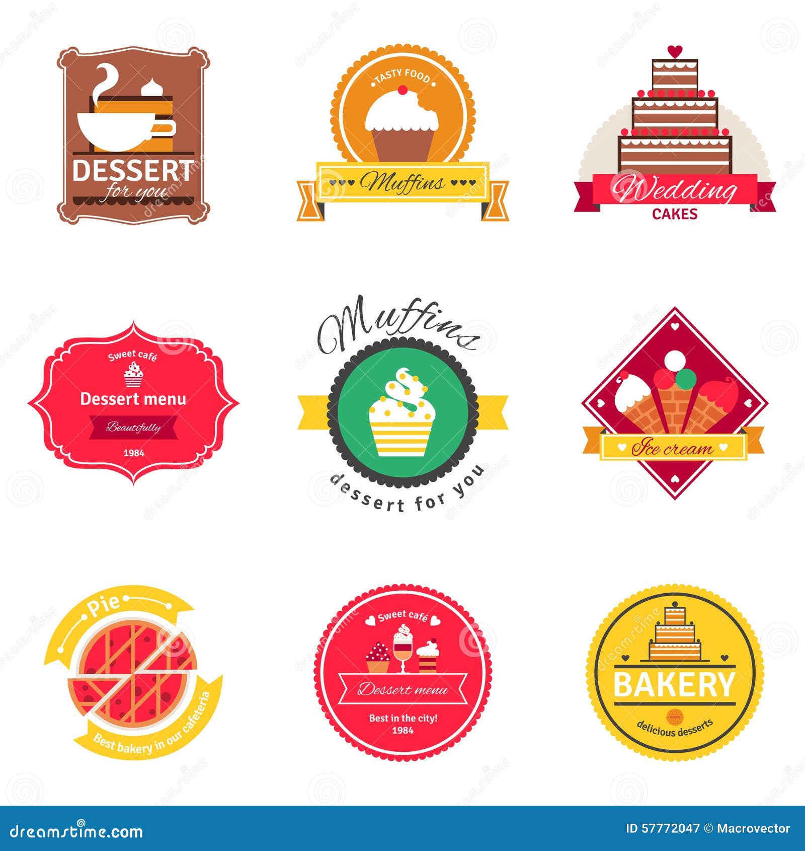 Confectionery and Bakery Flat Emblems Set Stock Vector - Illustration ...