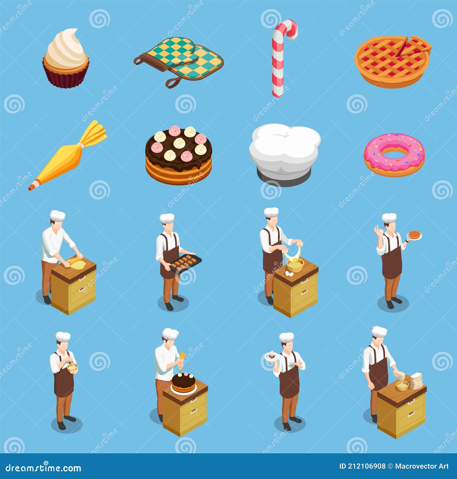 Confectionery Chef Isometric Flowchart Cartoon Vector | CartoonDealer ...