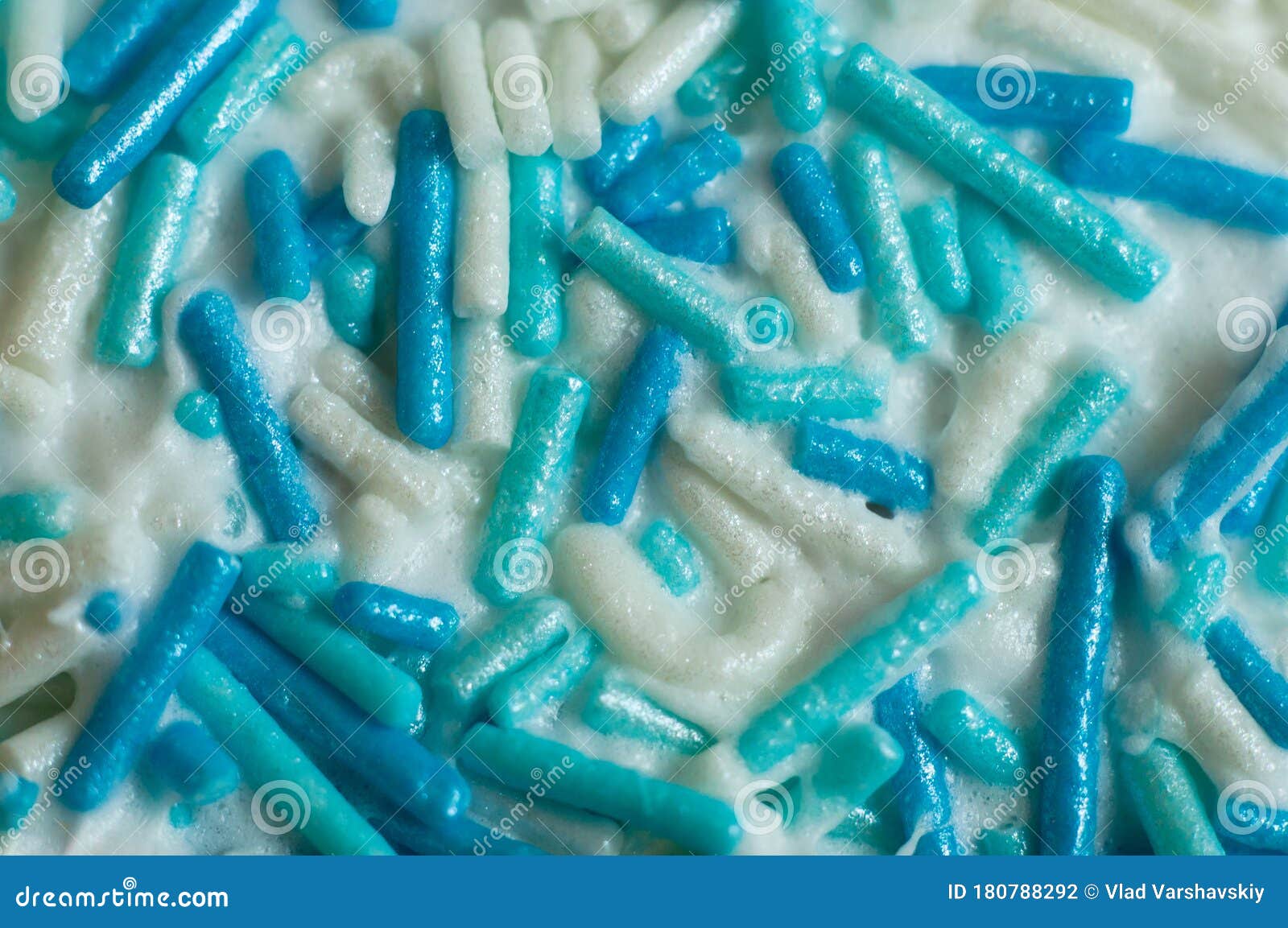 Confectionery Multi-colored Decorative Topping on Icing Cake Stock ...