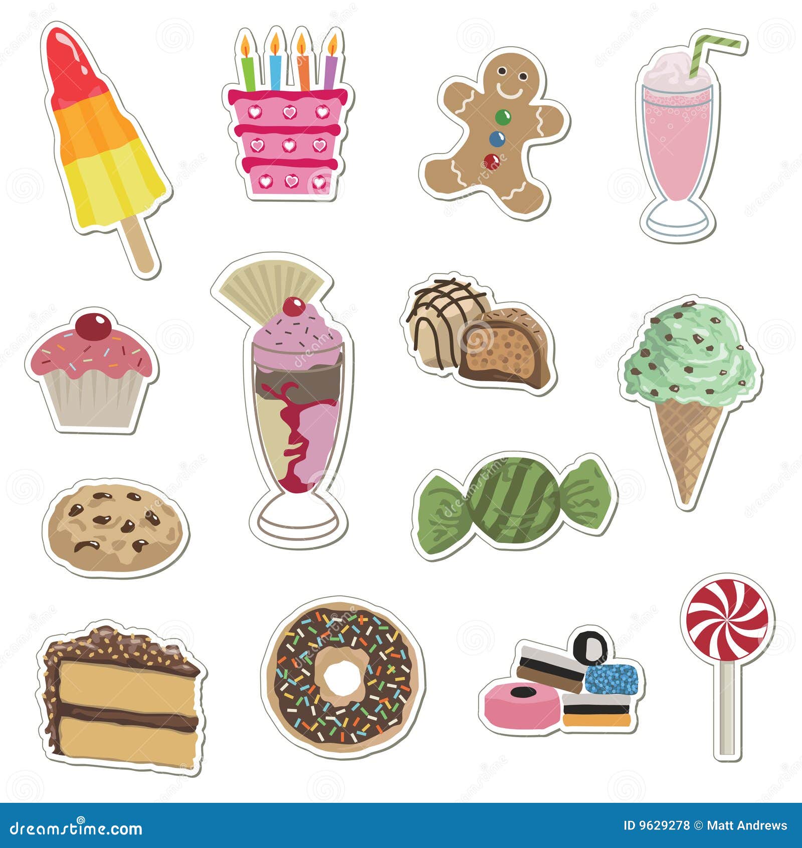 Confectionery stickers stock vector. Illustration of pastry - 9629278