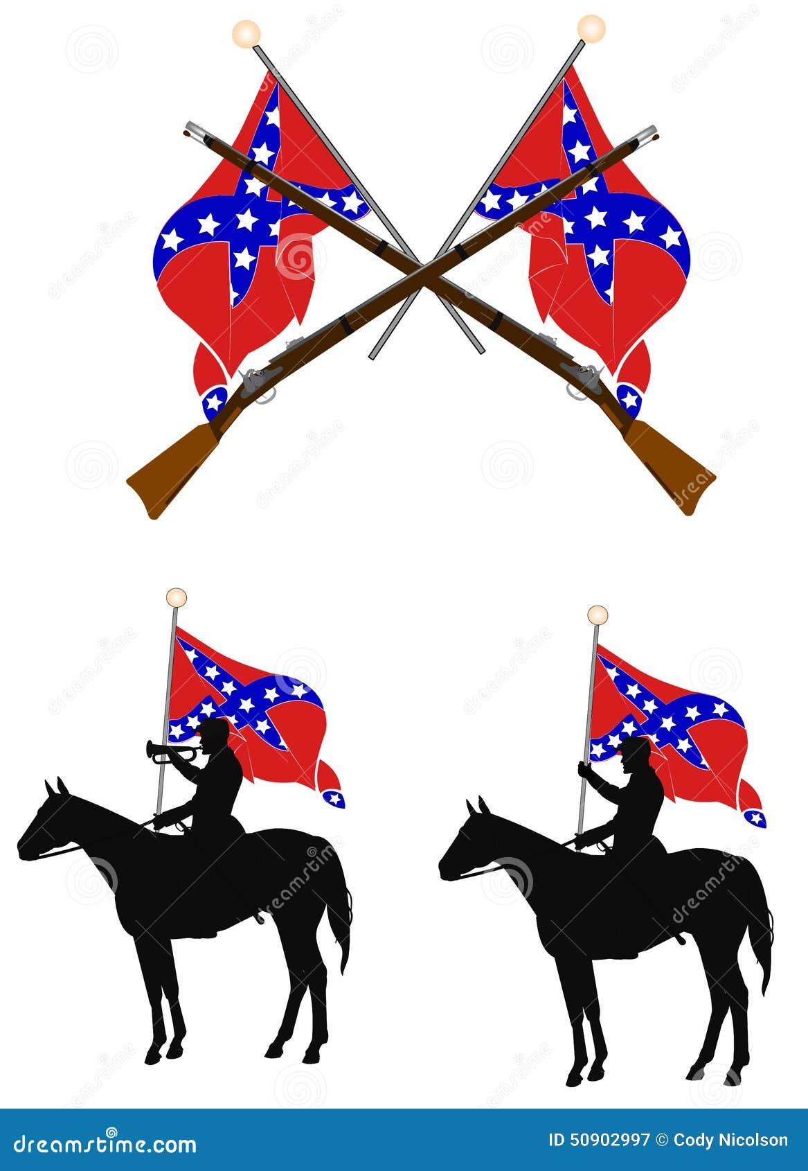 Confederacy elements stock illustration. Illustration of bugle - 50902997