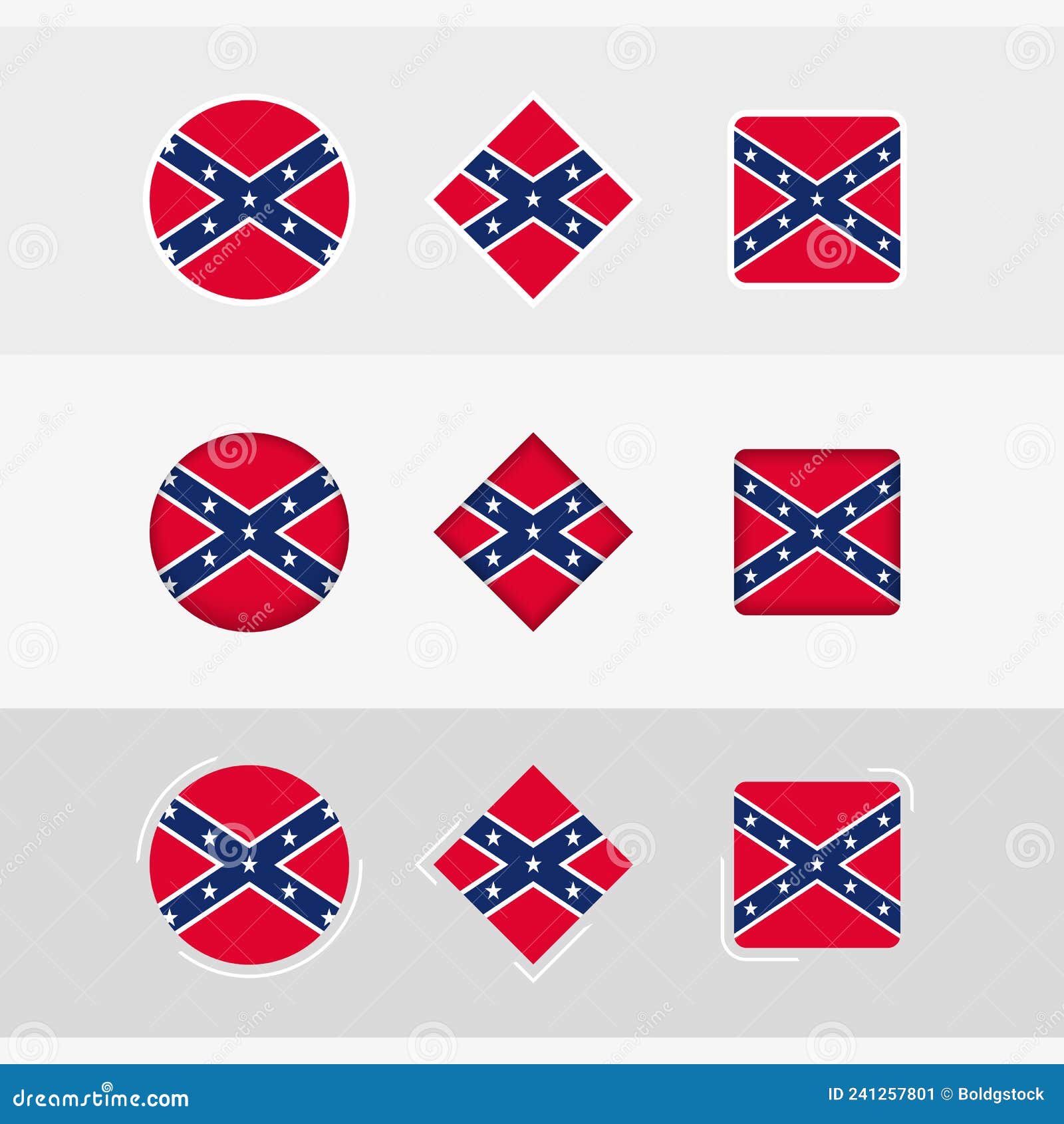 Confederate Flag Icons Set, Vector Flag of Confederate Stock Vector ...