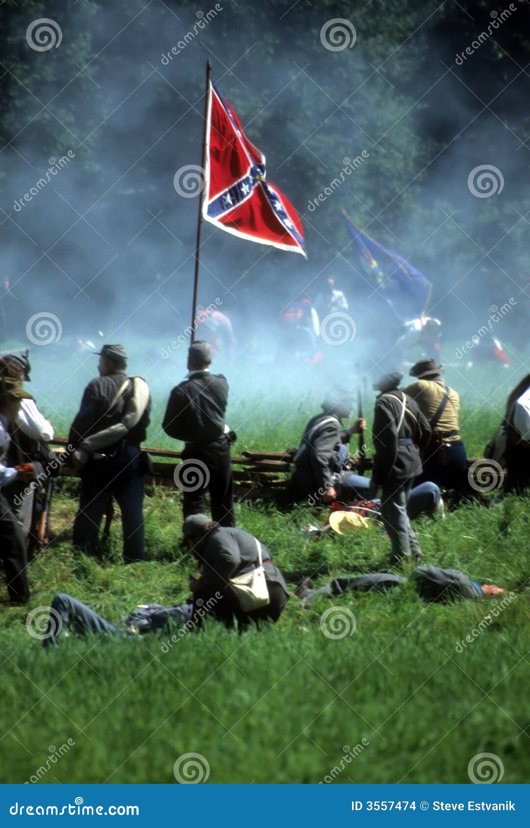 Confederates Defend the Flag Stock Photo - Image of military, union ...
