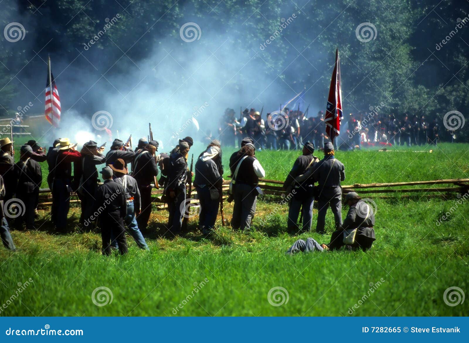 Confederates volley fire stock image. Image of actors - 7282665