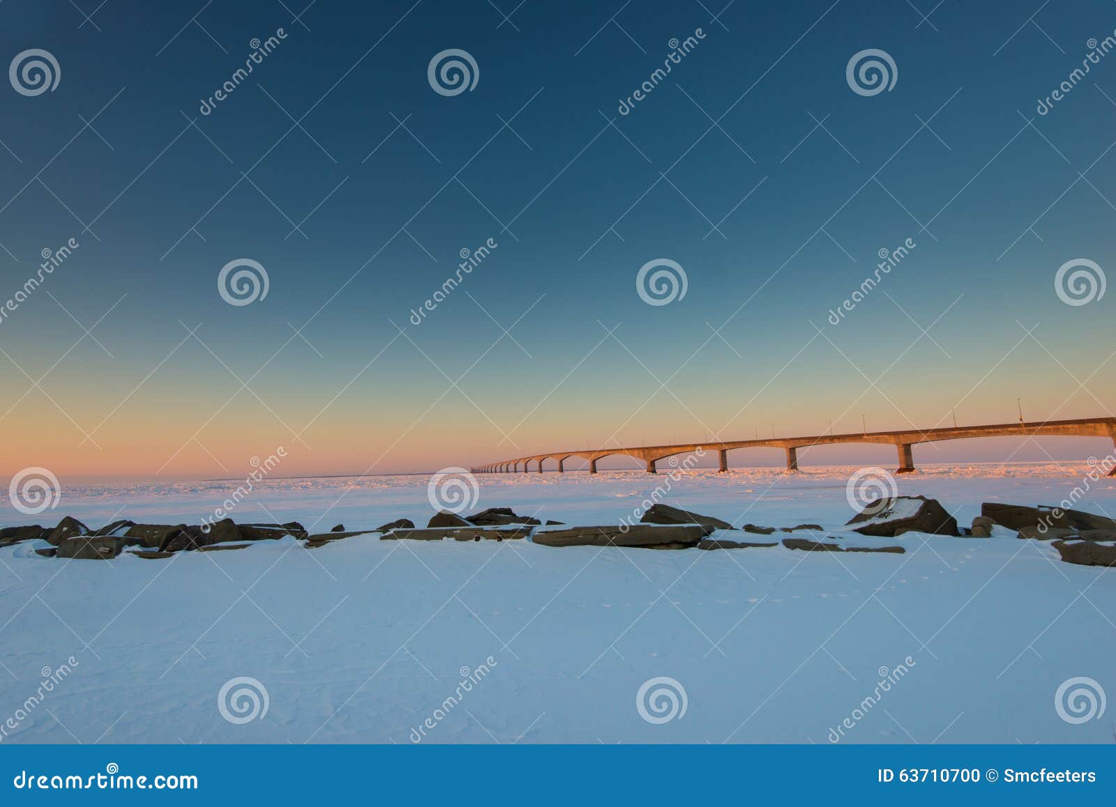 Confederation Bridge at Sunrise Stock Photo - Image of music, town ...