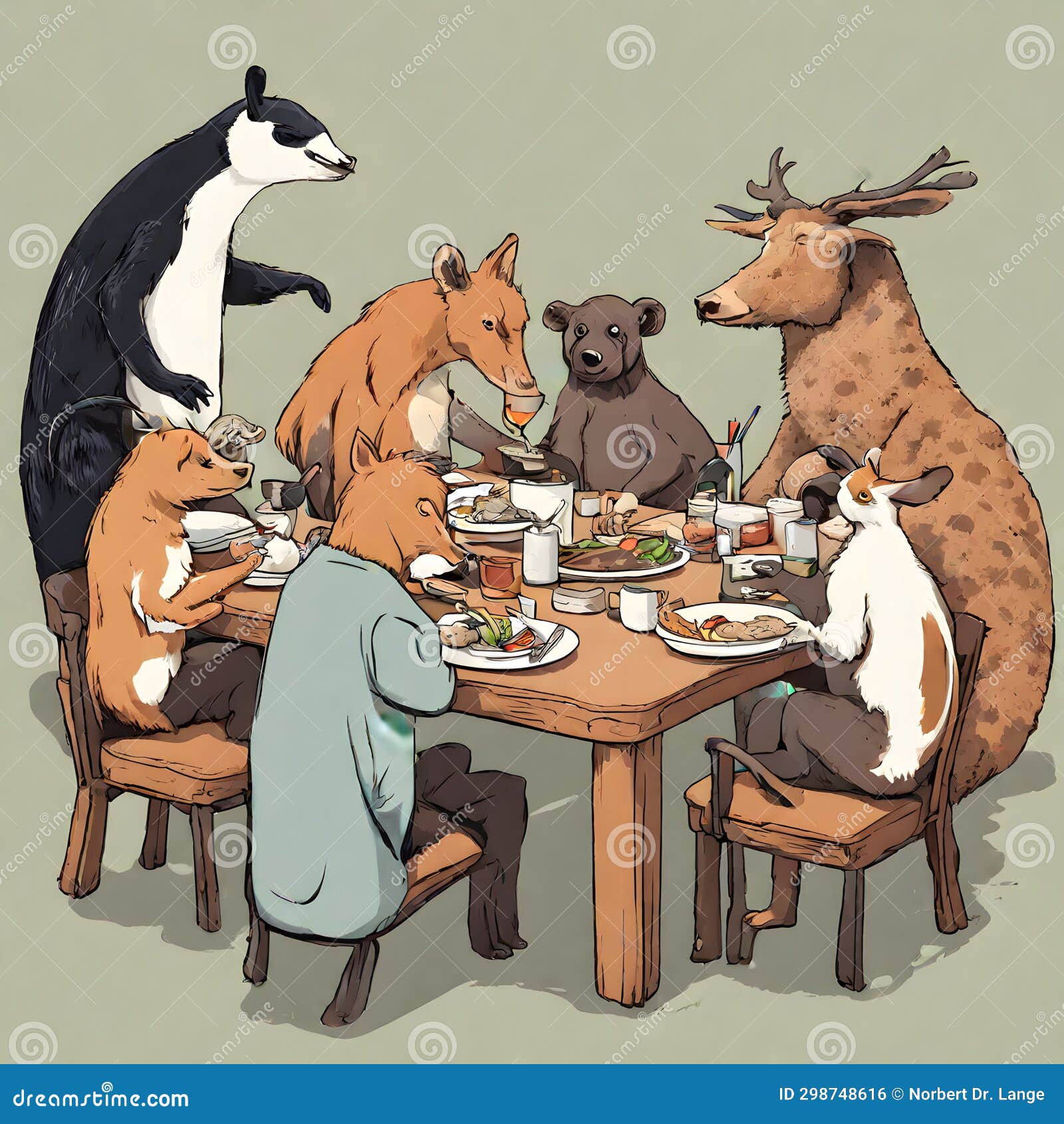 Conference of Animals, Ai-generatet Stock Illustration - Illustration ...