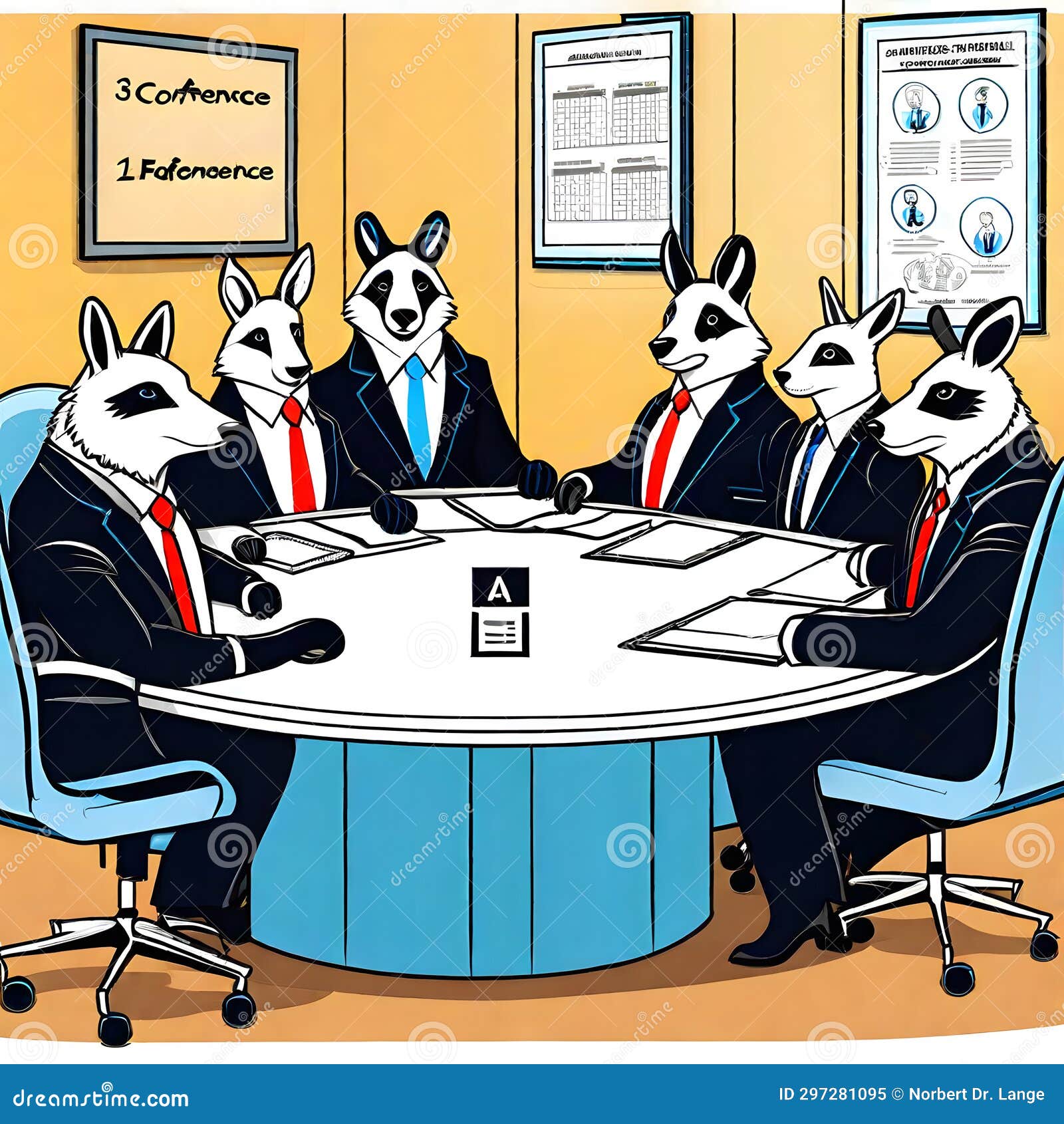 Conference of Animals, AI-generatet Stock Image - Image of discuss ...