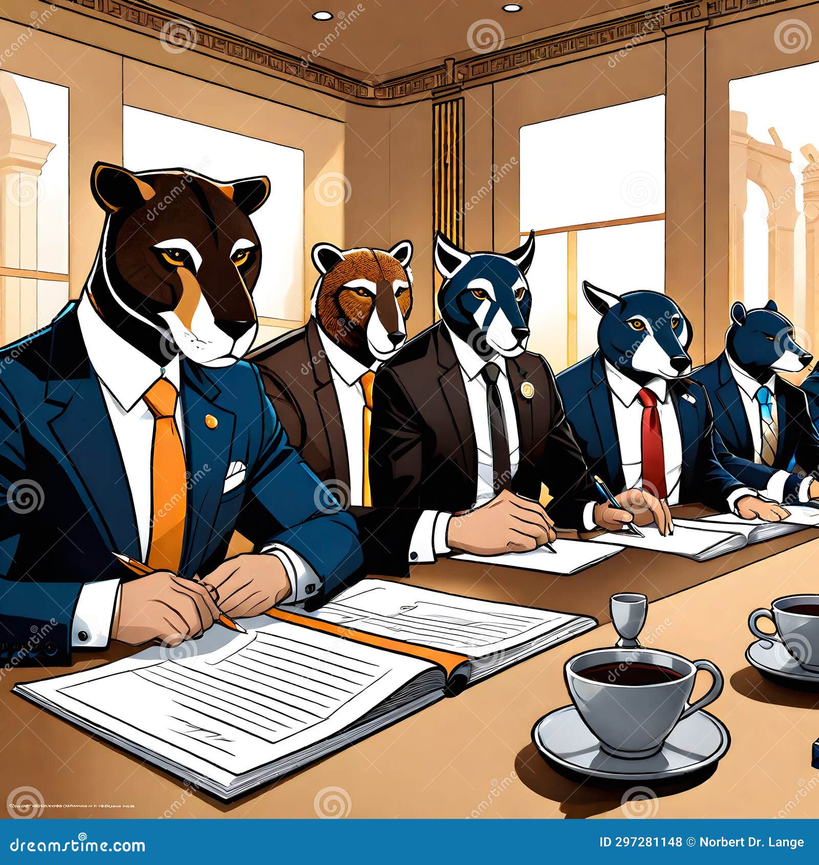 Conference of Animals, AI-generatet Stock Illustration - Illustration ...