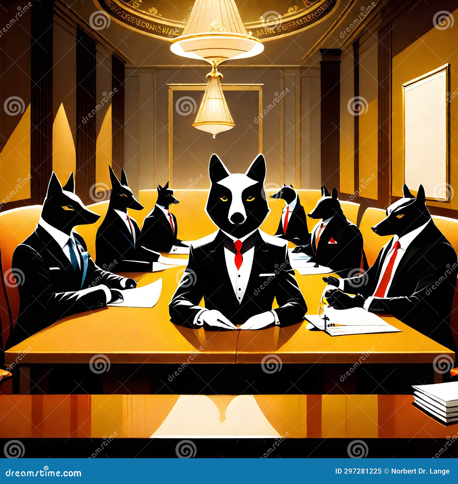 Conference of Animals, AI-generatet Stock Illustration - Illustration ...