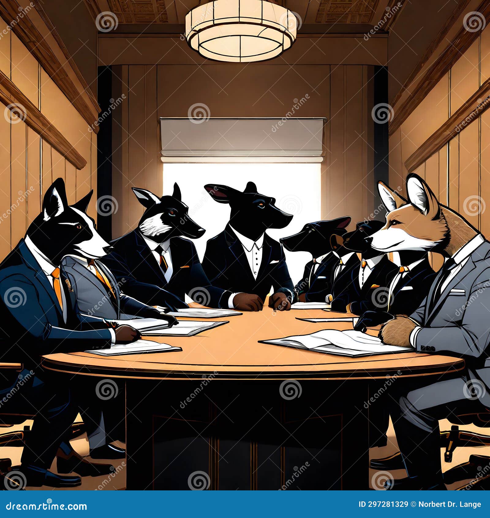 Conference of Animals, AI-generatet Stock Image - Image of conference ...