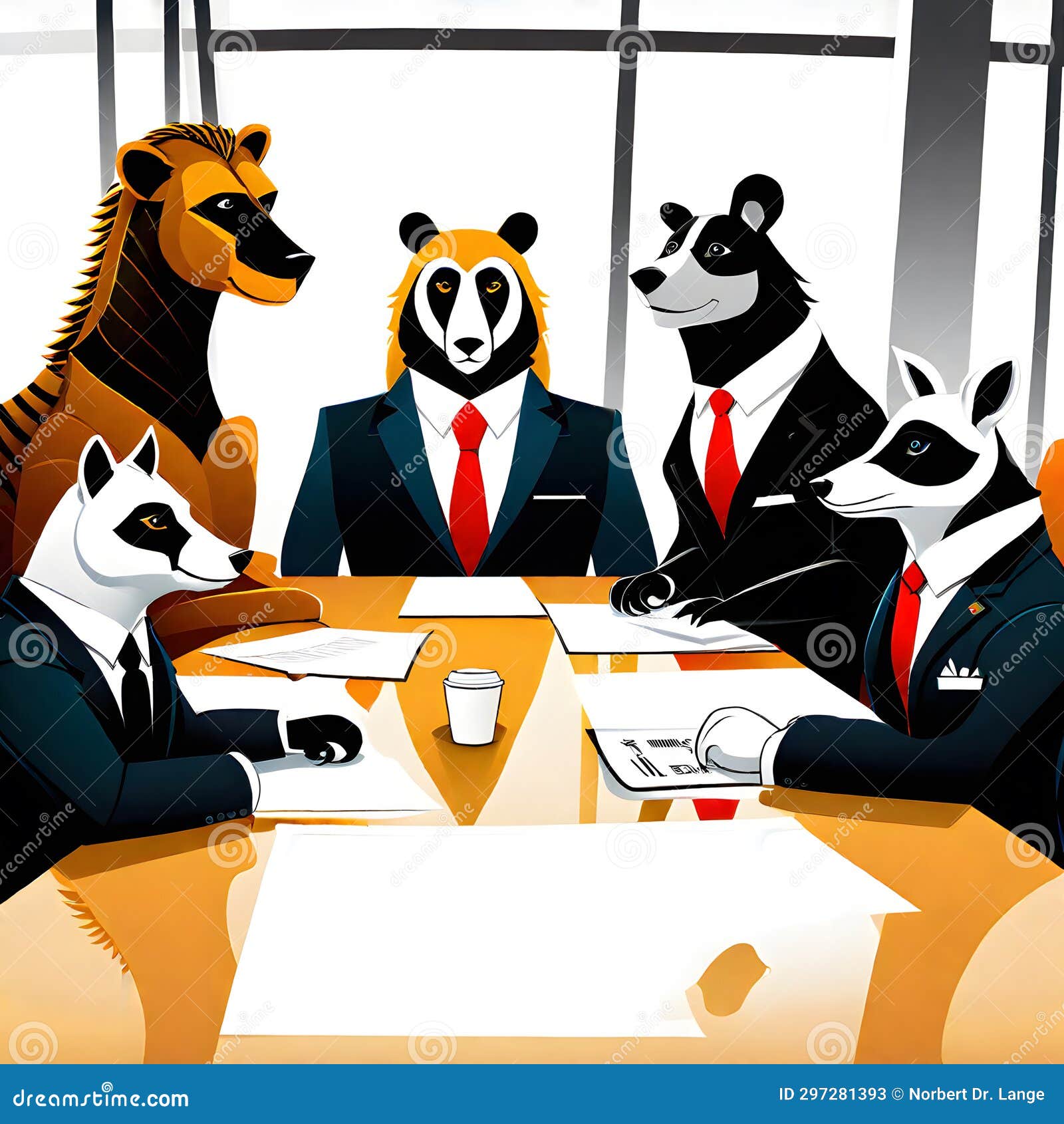 Conference of Animals, AI-generatet Stock Image - Image of office ...