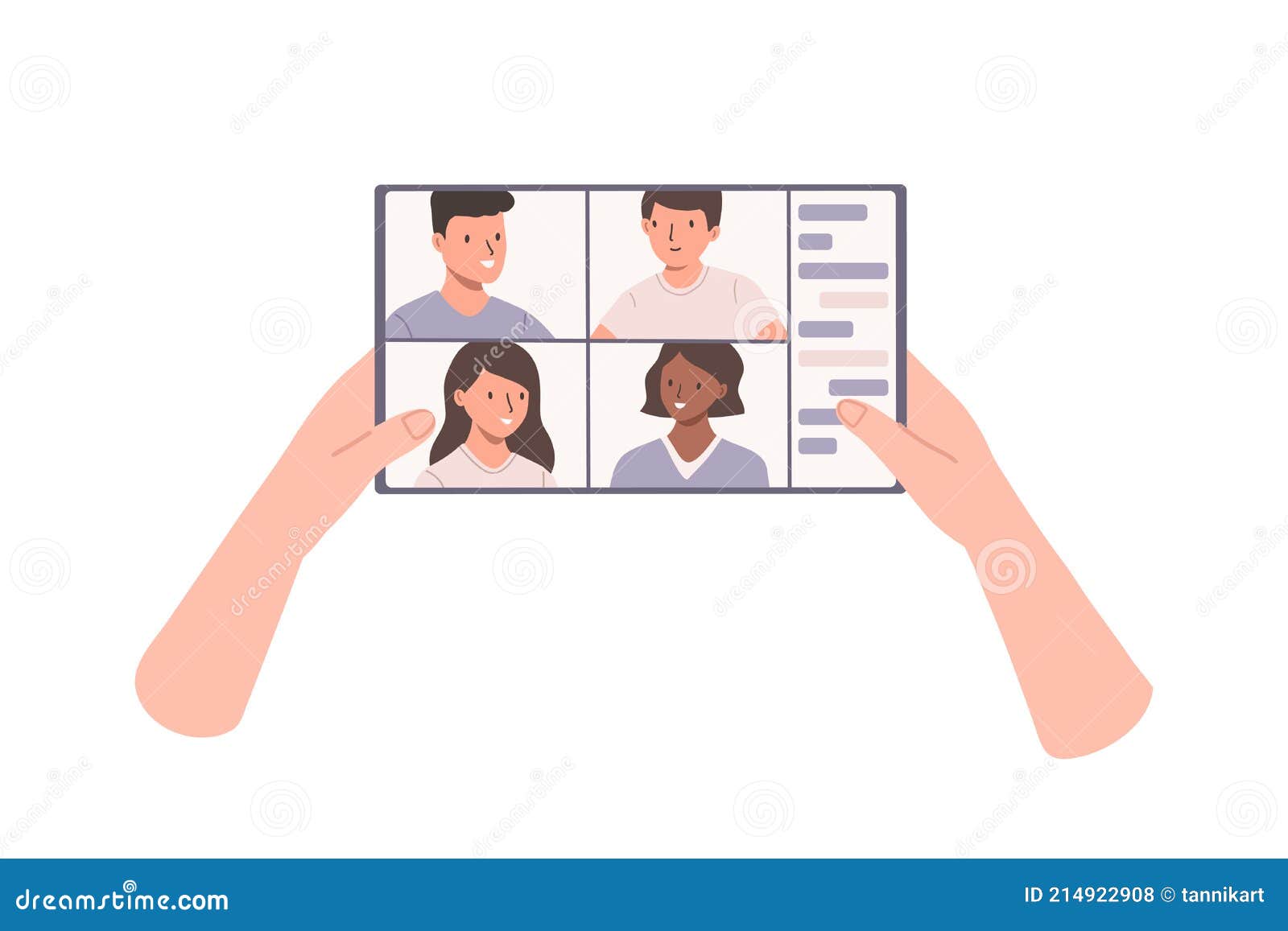 Conference Call and Remote Meeting Concept. Co-workers Speaking and ...