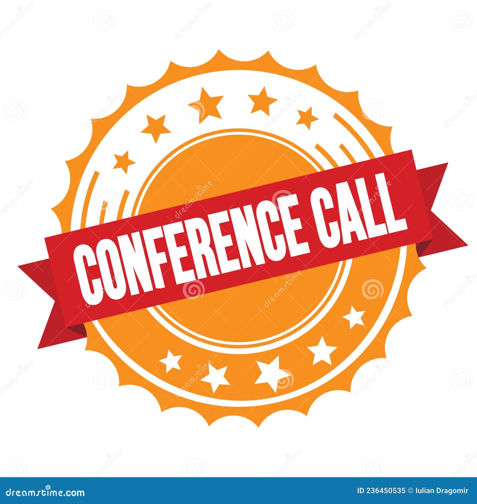 CONFERENCE CALL Text on Red Orange Ribbon Stamp Stock Illustration ...