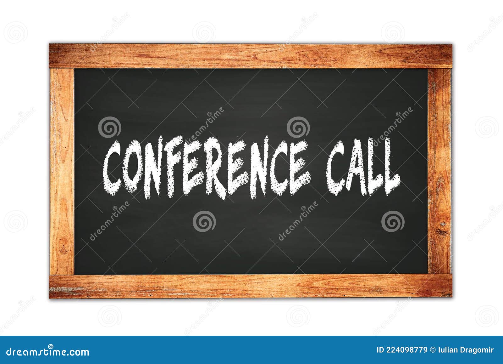 CONFERENCE CALL Text Written on Wooden Frame School Blackboard Stock ...