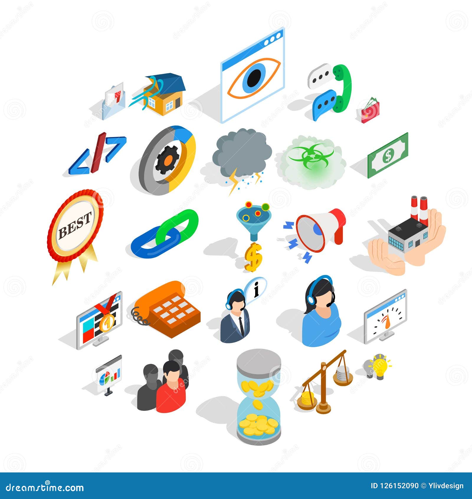 Conference Center Icons Set, Isometric Style Stock Vector ...