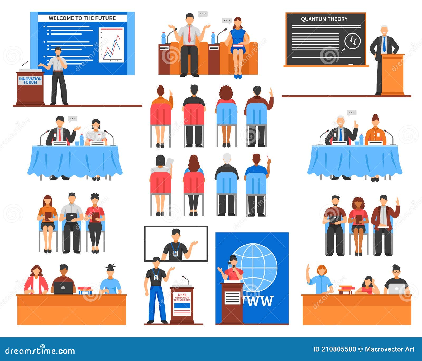 Conference Elements Set stock vector. Illustration of conference ...