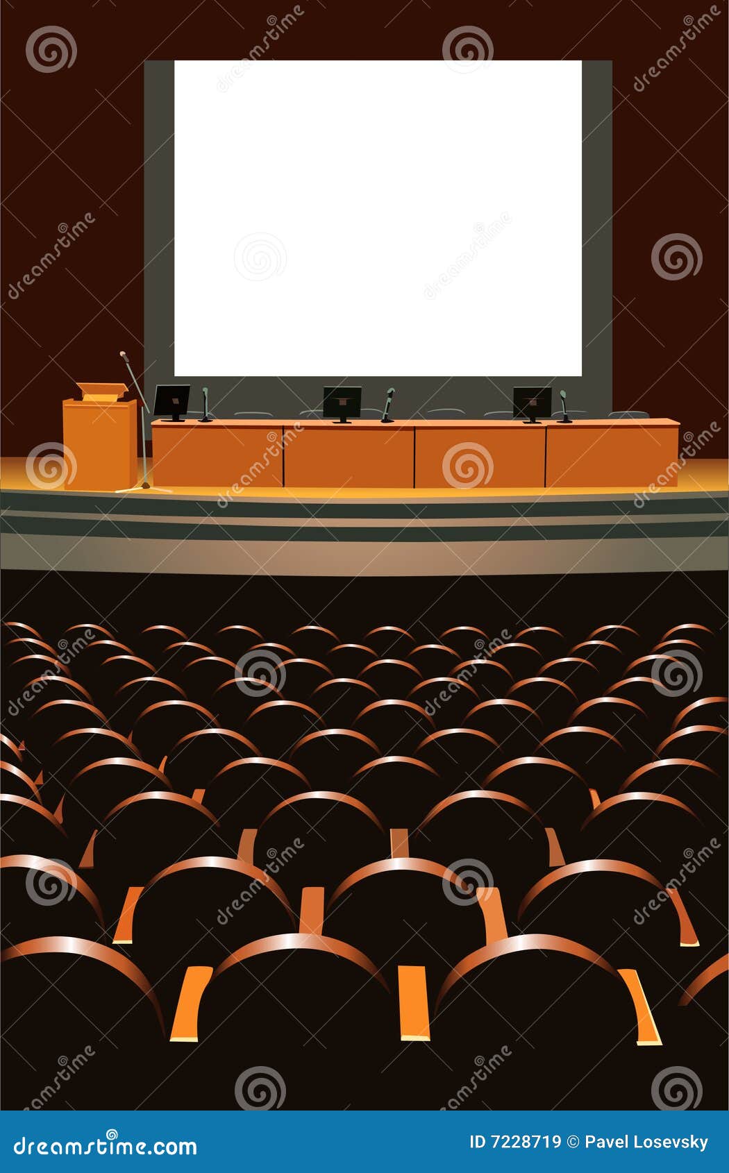 Conference hall stock vector. Illustration of shine, monitor - 7228719