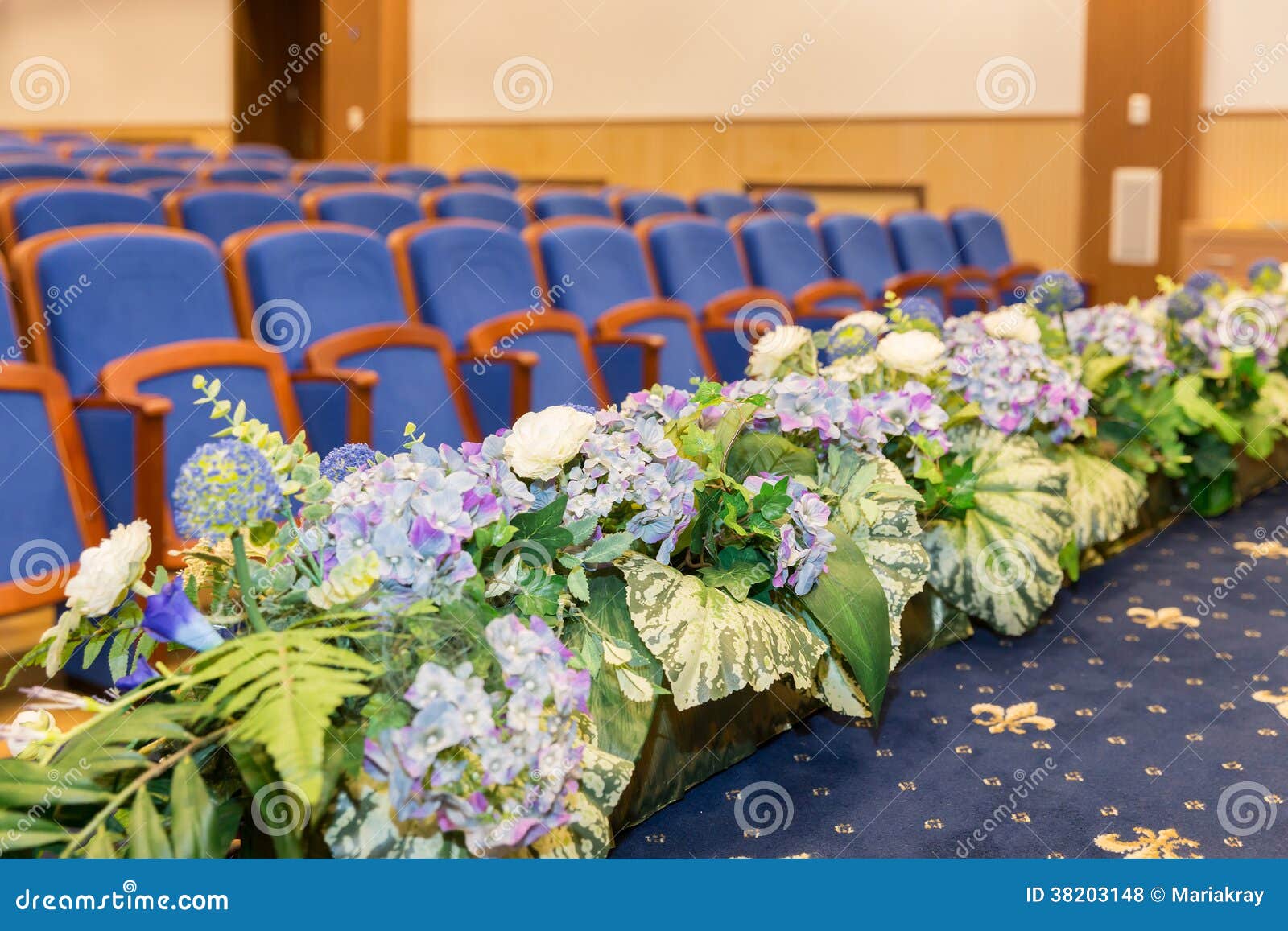 Conference Hall with Blue Seats Stock Photo - Image of concert, chairs ...