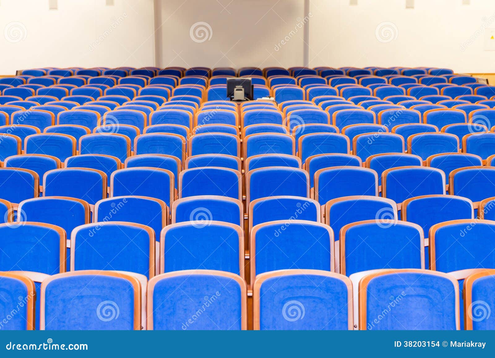 Conference Hall with Blue Seats Stock Photo - Image of audience, music ...