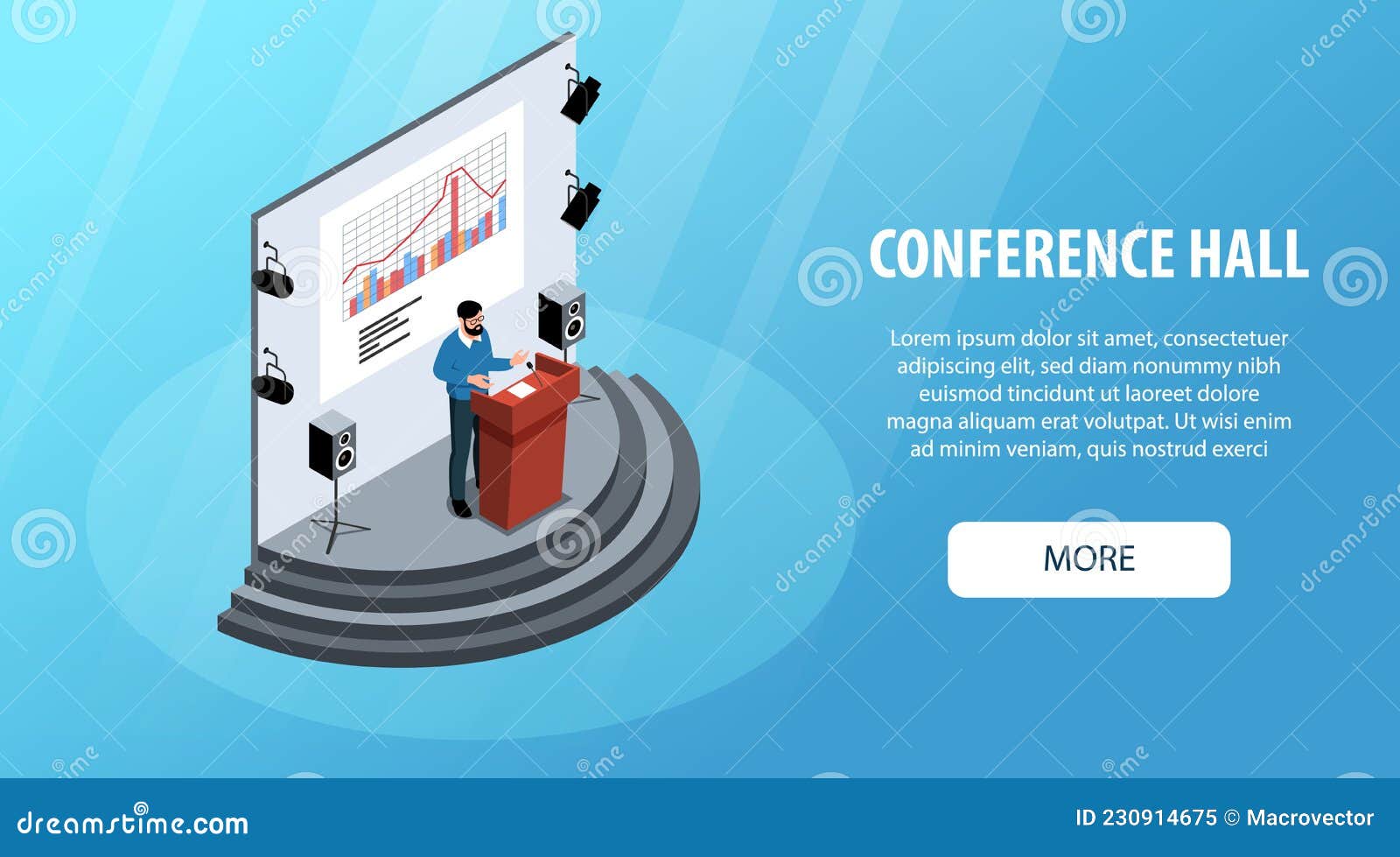 Conference Hall Horizontal Banner Stock Vector - Illustration of screen ...
