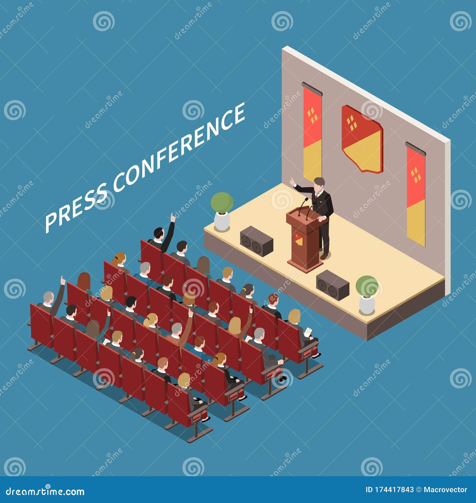 Conference Hall Isometric Composition Stock Illustration - Illustration ...